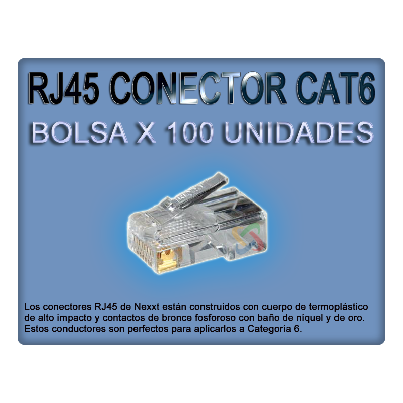 Fichas de red RJ45 Cat 6 x 100 unidades